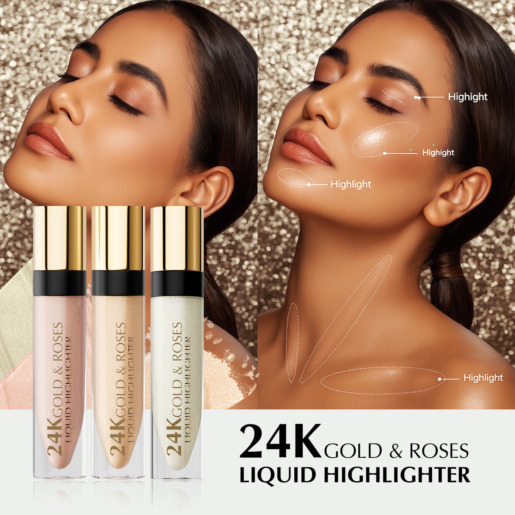 24K Gold & Roses Liquid Highlighter – BBA by Suleman